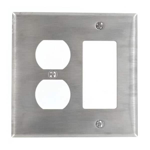 Leviton 2-Gang Stainless Steel 1-Decora/Rocker / 1-Duplex Outlet ...