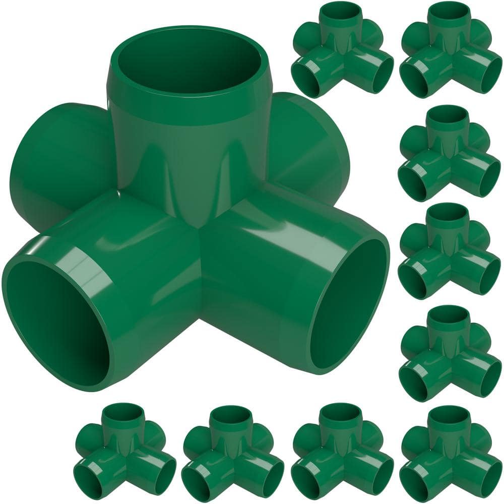 Formufit 1/2 in. Furniture Grade PVC 5-Way Cross in Green (10-Pack ...
