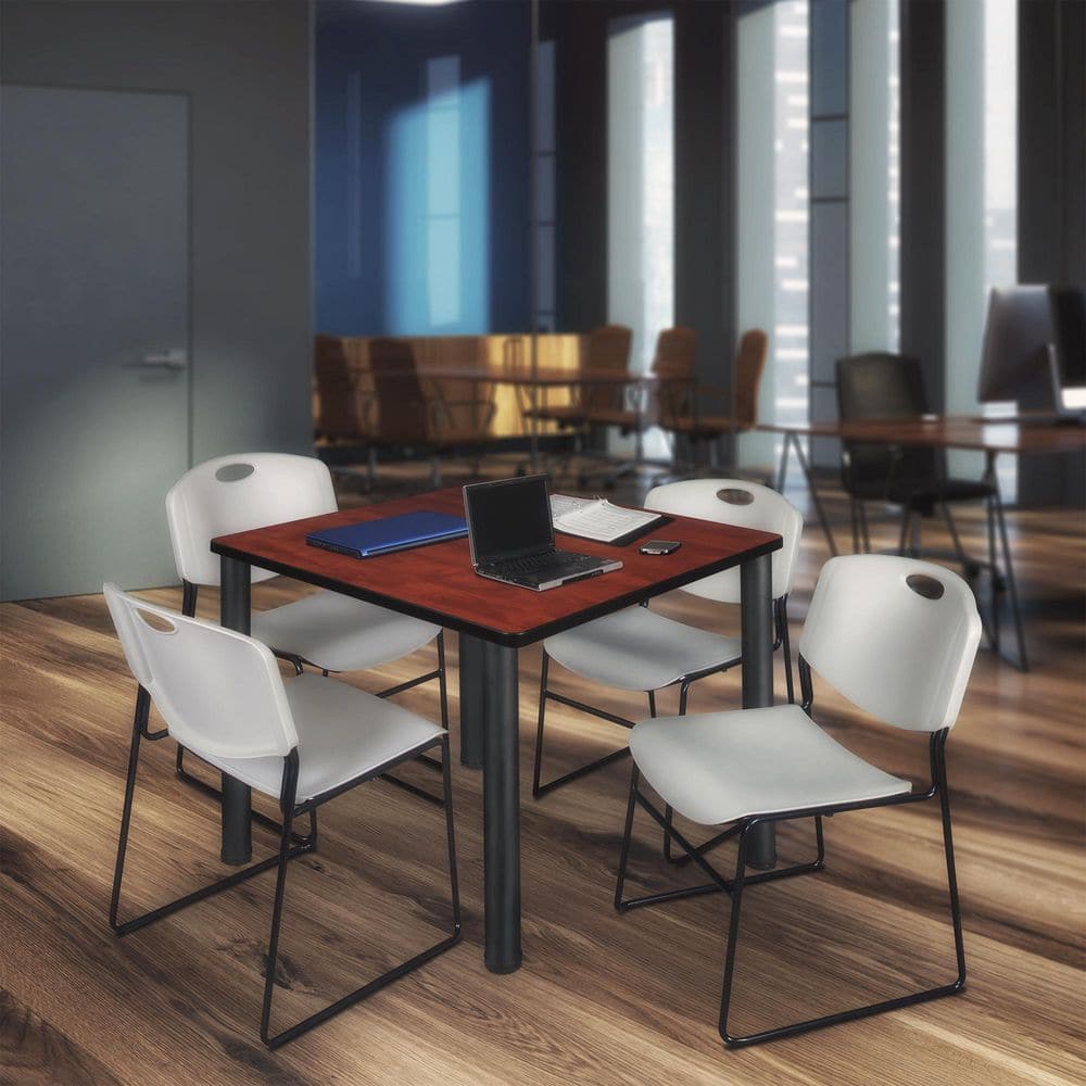 Regency Kee 42 in. Cherry Top Square Breakroom Table Desk, Black Legs ...