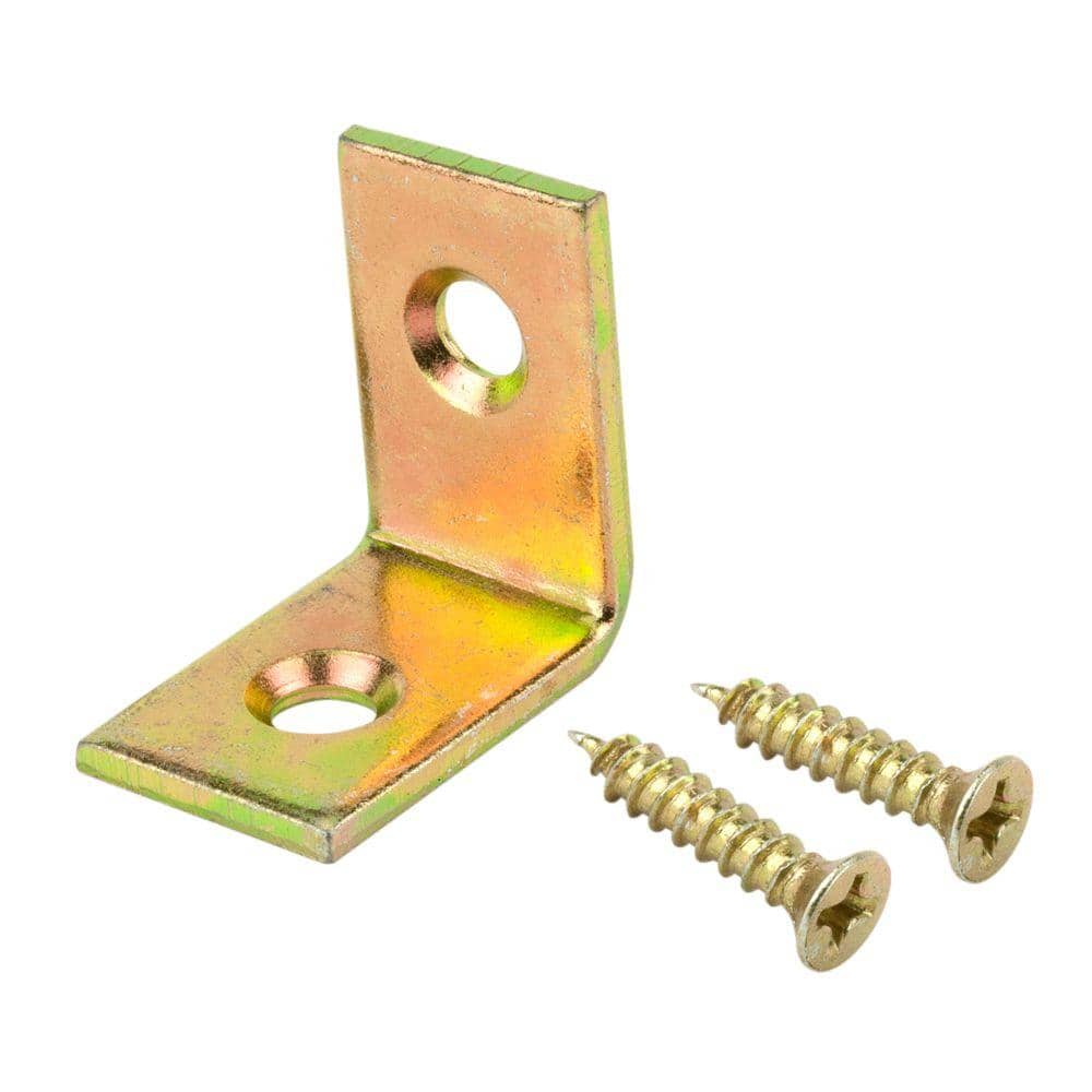 Everbilt (4-Pack) 3/4 in. Satin Brass Corner Braces 33764 - The Home Depot