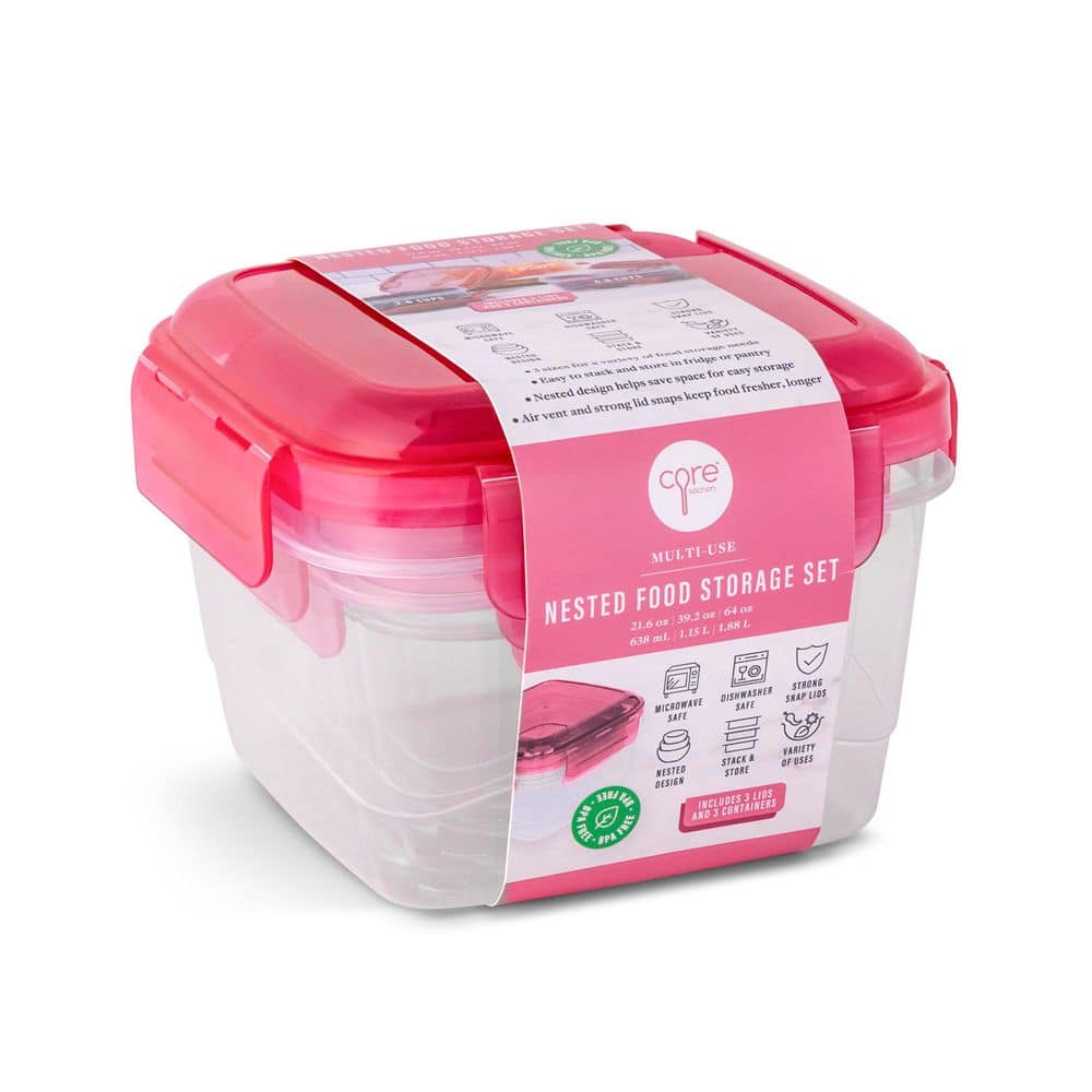 Core Kitchen 6pc Domed Food Storage Set-21. 6oz/39. 2oz/63. 9oz-Desert ...