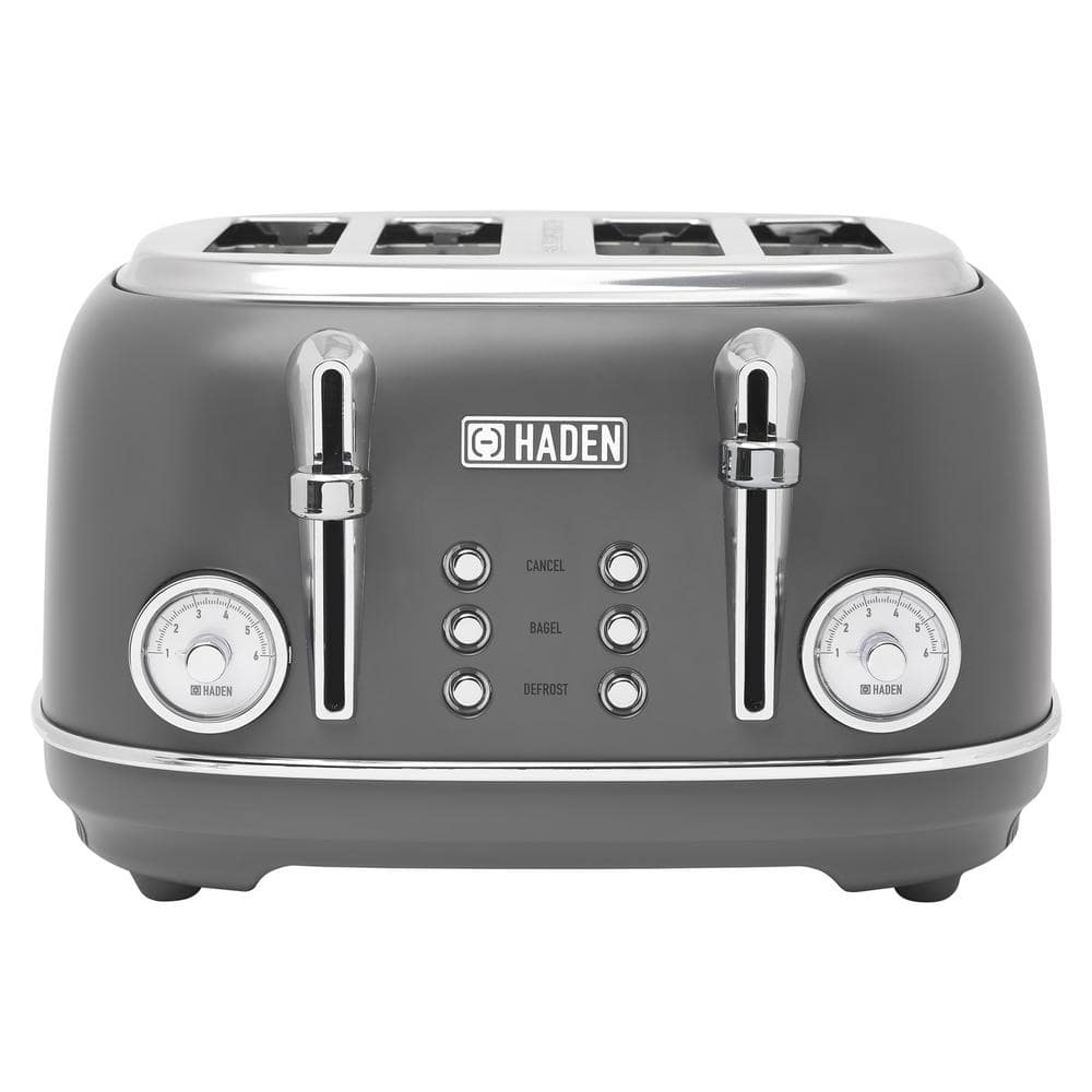 HADEN Chelsea 1500W 4 Slices Of Bread Gray / Chrome Wide Slot Toaster ...