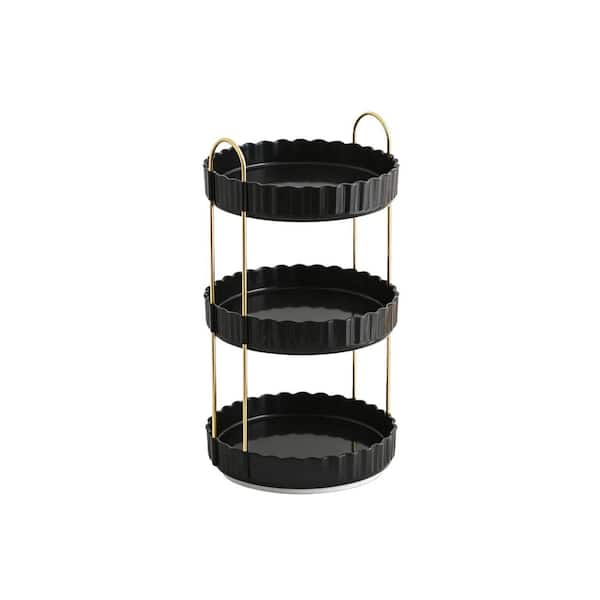 Numhew 3-Tier 360 Rotating Vanity Organizer in Black, Cosmetic Storage ...