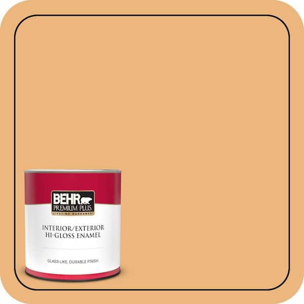 BEHR PREMIUM PLUS 1 qt. #ICC-100 Eastern Amber Hi-Gloss Enamel Interior ...