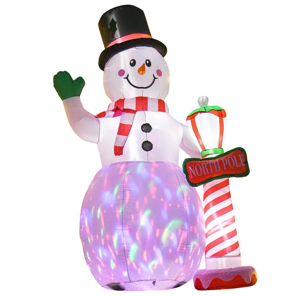 Sudzendf 5.5 ft. x 8 ft. Christmas Inflatable Snowman with North Pole ...