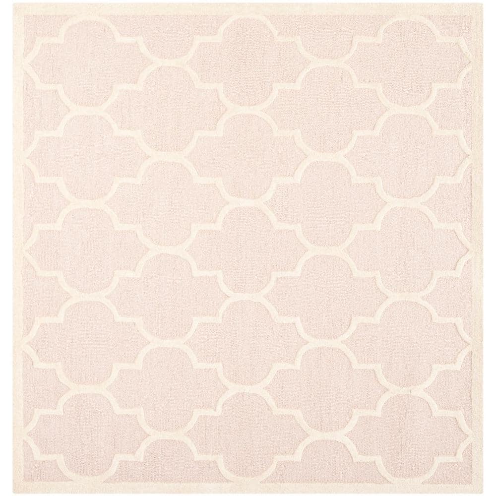 SAFAVIEH Cambridge Light Pink/Ivory 8 ft. x 8 ft. Square Geometric ...