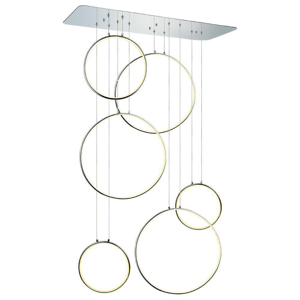 Maxax 6-Light 33.5 in. Chrome Modern LED Dimmable Chandeliers Dining ...