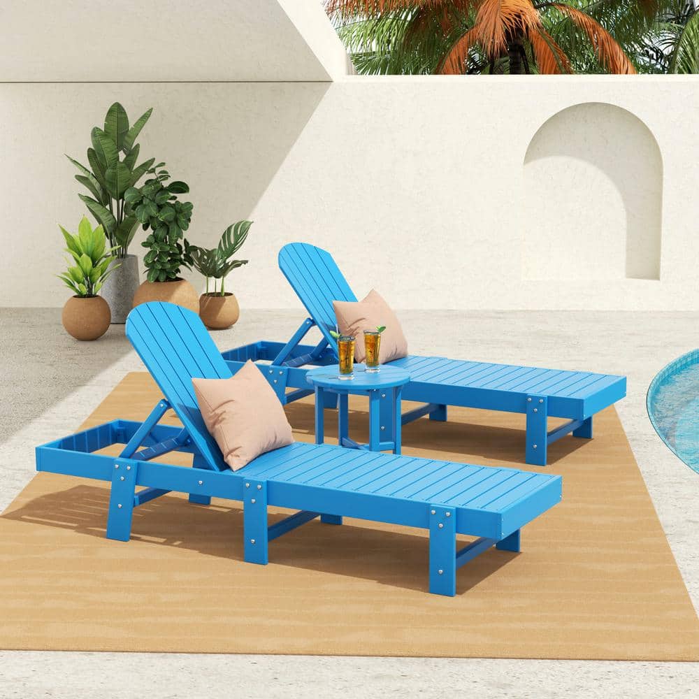 WESTIN OUTDOOR Altura 3PC Outdoor Patio Classic Adjustable Adirondack Backrest Chaise Lounge and ...