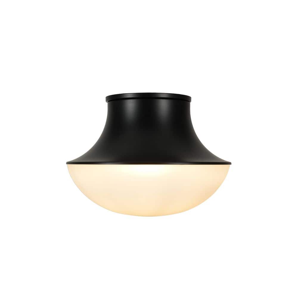 Kenroy Home Chelsea 7 in. 1-Light Black Flush Mount with Frosted Glass ...
