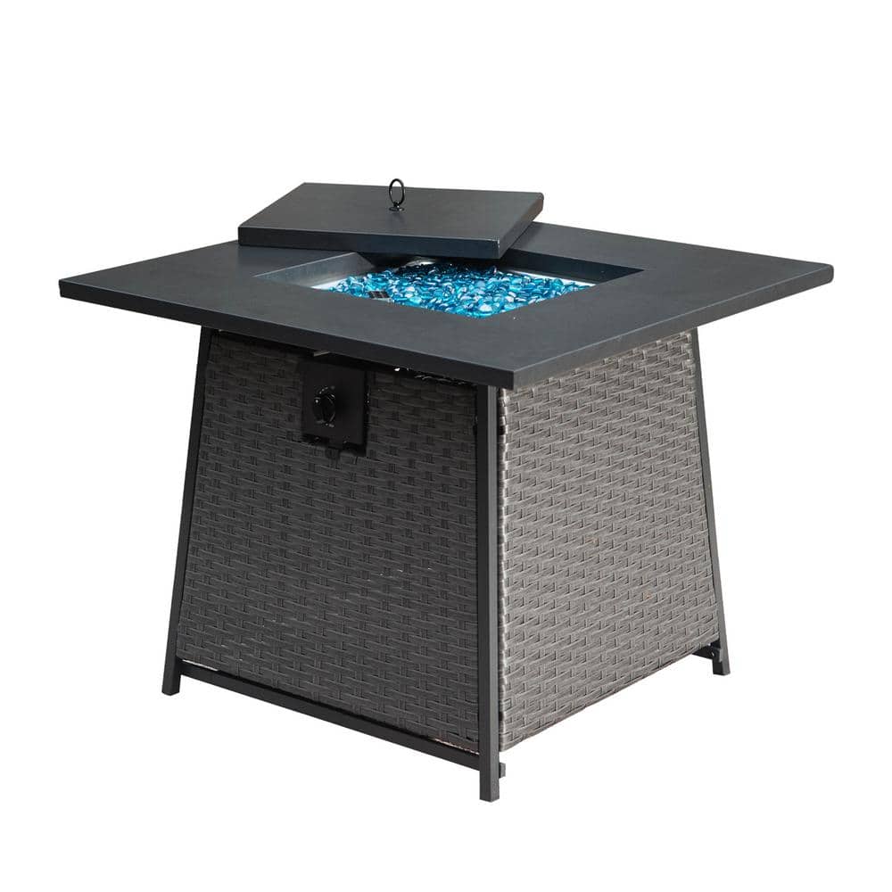 Tunearary 28 in. 50,000 BTU Outdoor Patio Propane Wicker Fireplace ...