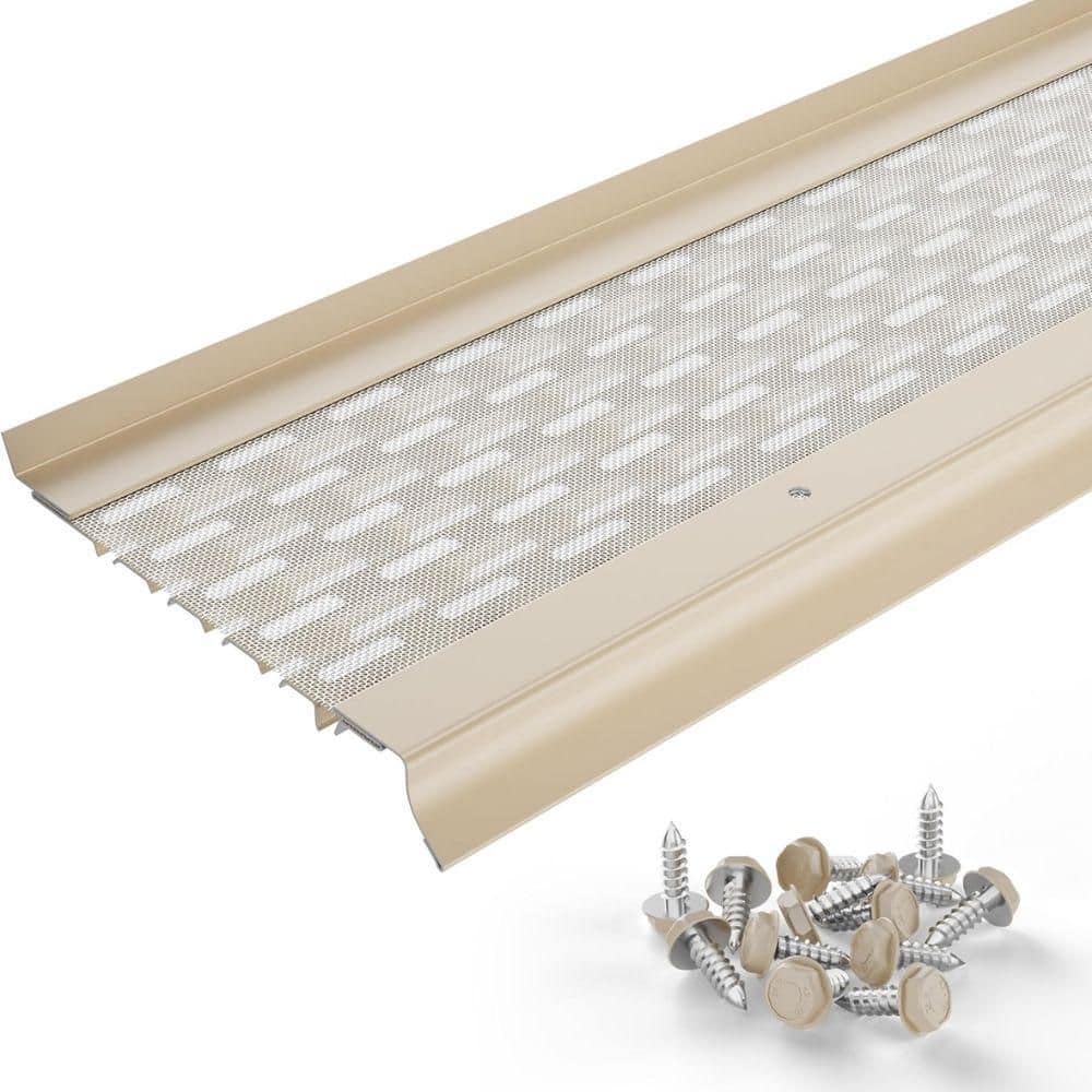 WATERLOCK 6" Gutter Guard 25ft-Cream, Aluminum & Stainless Mesh ...