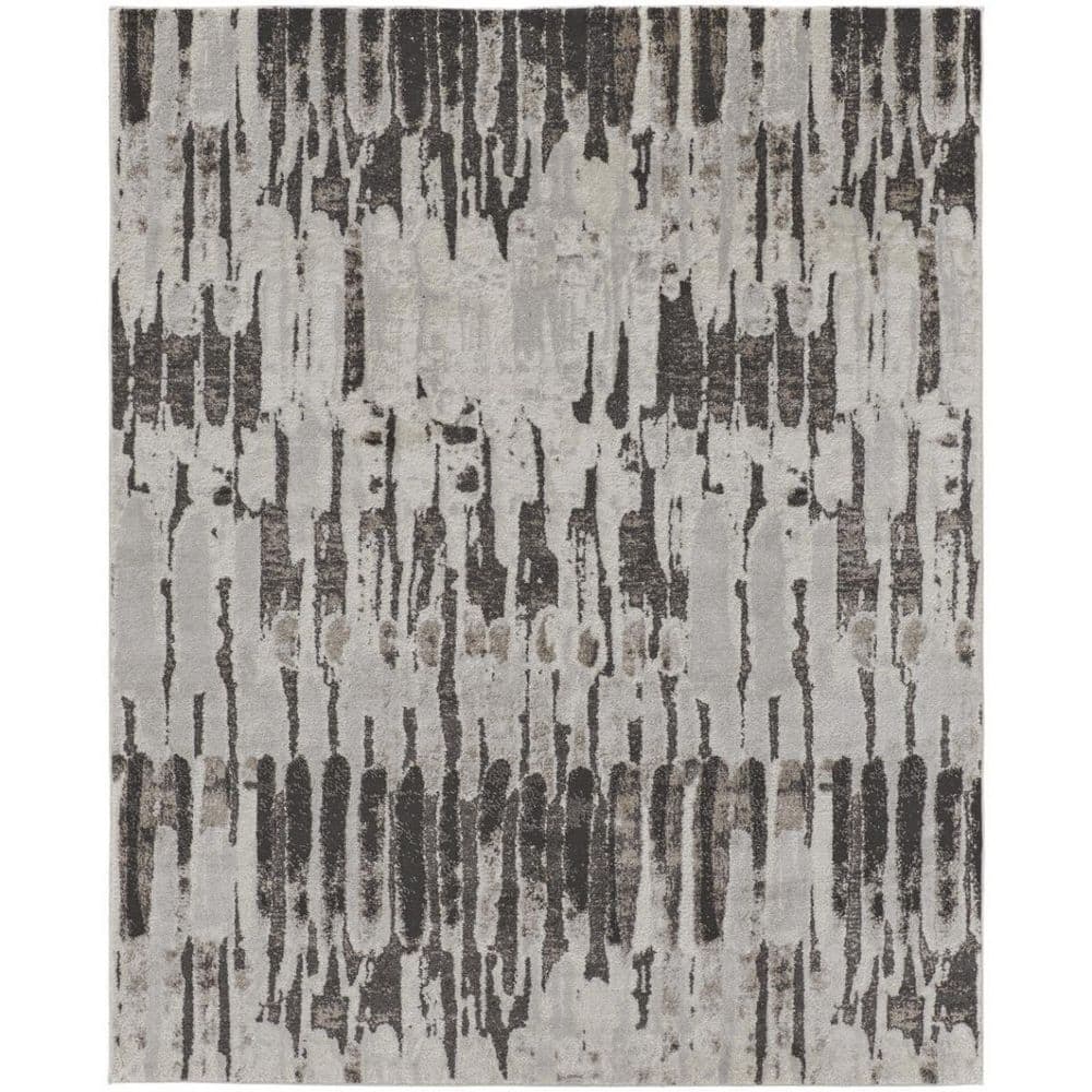 HomeRoots 8 x 10 Gray, Ivory Abstract Area Rug 2000514949 - The Home Depot
