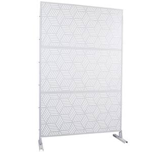 6.3 ft. H x 4 ft. W White Outdoor Privacy Panels Metal Garden Fence ...