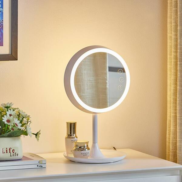 ARTIVA USA 12.5 in. LED Touch Desk Lamp with Lighted Make-Up Mirror ...