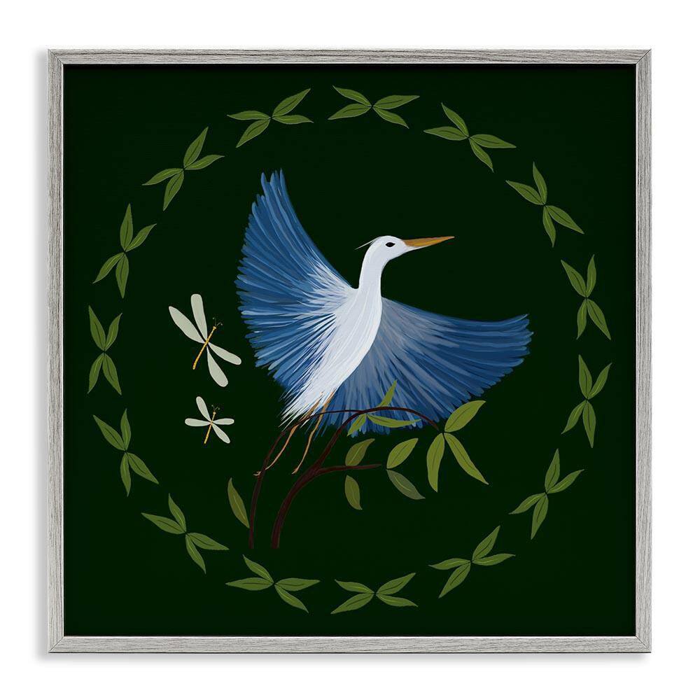 Stupell Industries Heron & Dragonflies Wreath by Michelle Ingari ...
