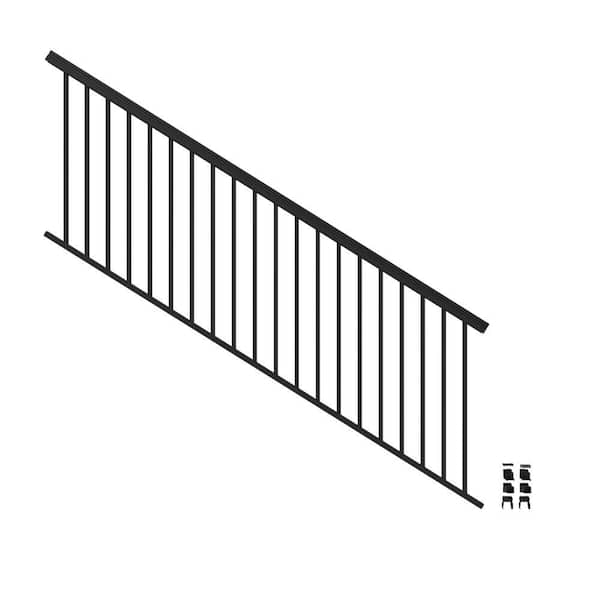 TuffBilt 96 in. x 36 in. Classic Matte Black Aluminum Stair Railing Kit ...