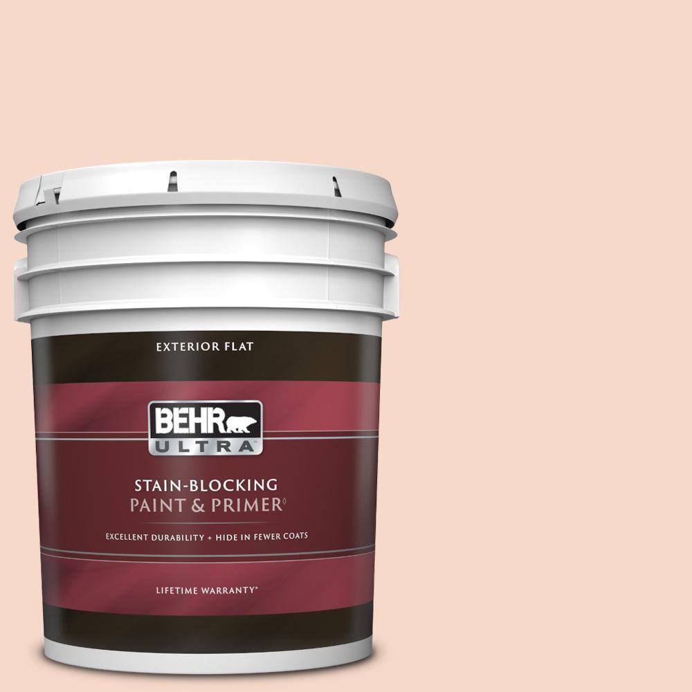 BEHR ULTRA 5 gal. #M200-1 Peach Sachet Flat Exterior Paint & Primer ...