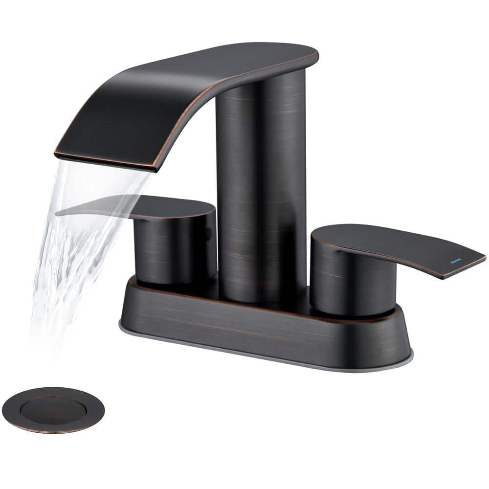 GAGALIFE 4 in. Centerset Double-Handle Waterfall Spout Bathroom Vessel ...