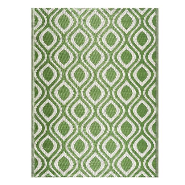 PLAYA RUG Venice Green Creme 5 ft. x 7 ft. Reversible Recycled Plastic ...