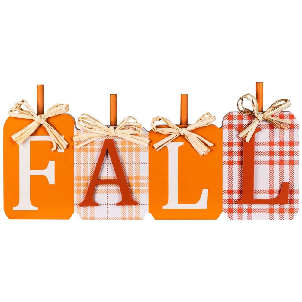 Northlight Plaid Pumpkins Wooden Fall Harvest Sign-11 in. 35771131 ...