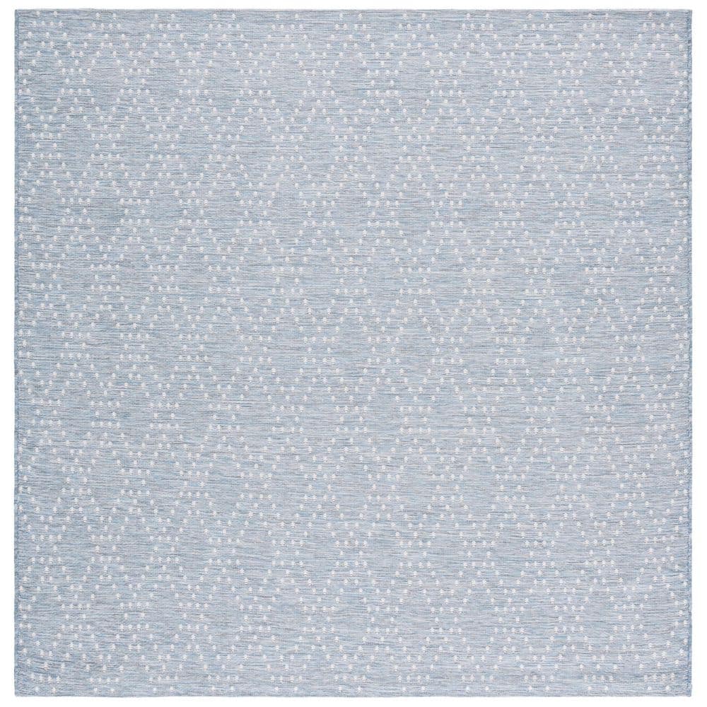 SAFAVIEH Sunset Blue/Gray 7 ft. x 7 ft. Geometric Diamond Square Indoor ...