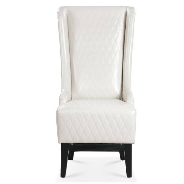 anpport White PU Wing Back Arm Chair, Side Chair for Living Room ...
