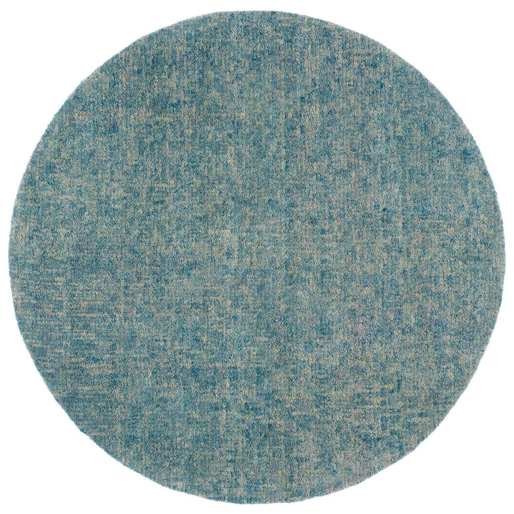 SAFAVIEH Gabbeh 6 ft. x 6 ft. Light Blue/Beige Solid Round Area Rug ...