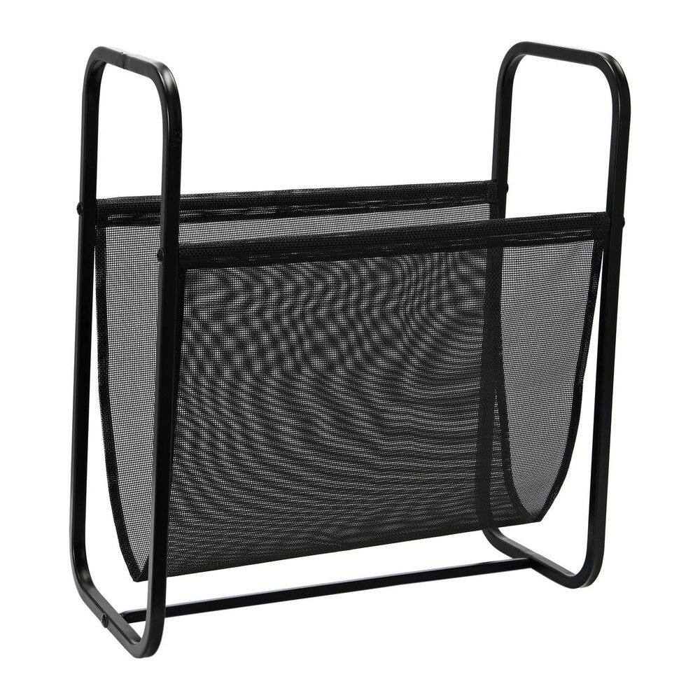 HOUSEHOLD ESSENTIALS 9 in. Black Mesh and Metal Indoor Log Holder or ...