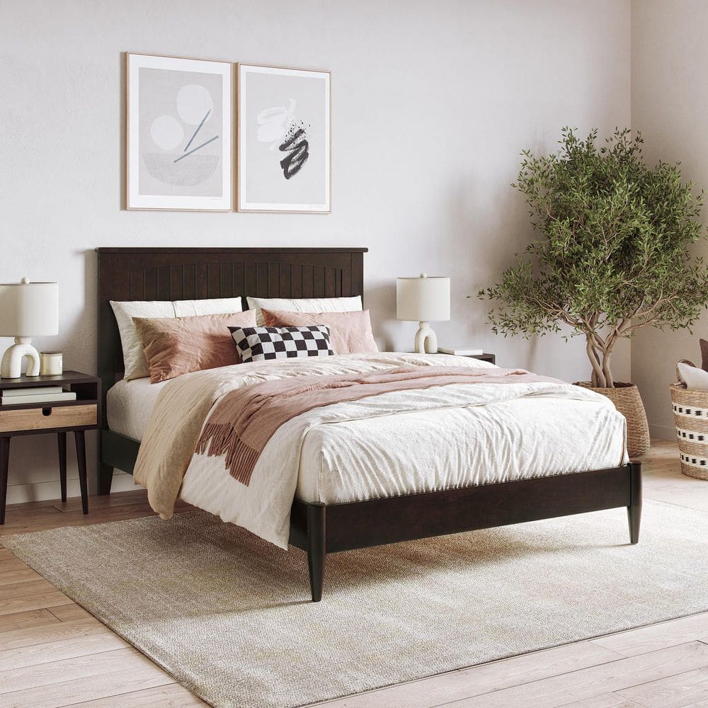 AFI Naples Espresso Black Solid Wood Frame Full Low Profile Platform ...