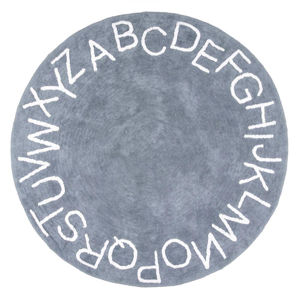 nuLOOM Kids Washable Round Alphabet Blue 4 ft. x 4 ft. Indoor Area Rug ...