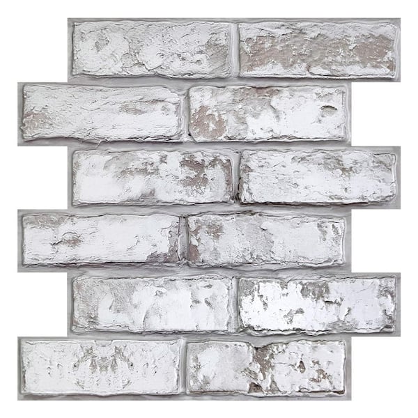 NVNOO 12 in. x 12 in. x 0.1 in. 3D PVC Faux Brick Wall Panel Peel and ...