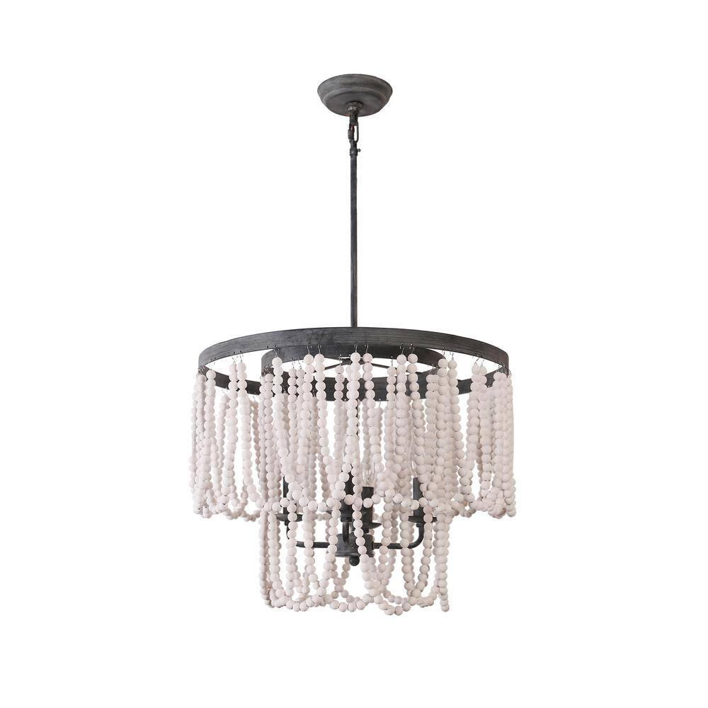 Oaks Aura Champlain Modern Farmhouse 4-Light Black Finish Bohemia Wood ...