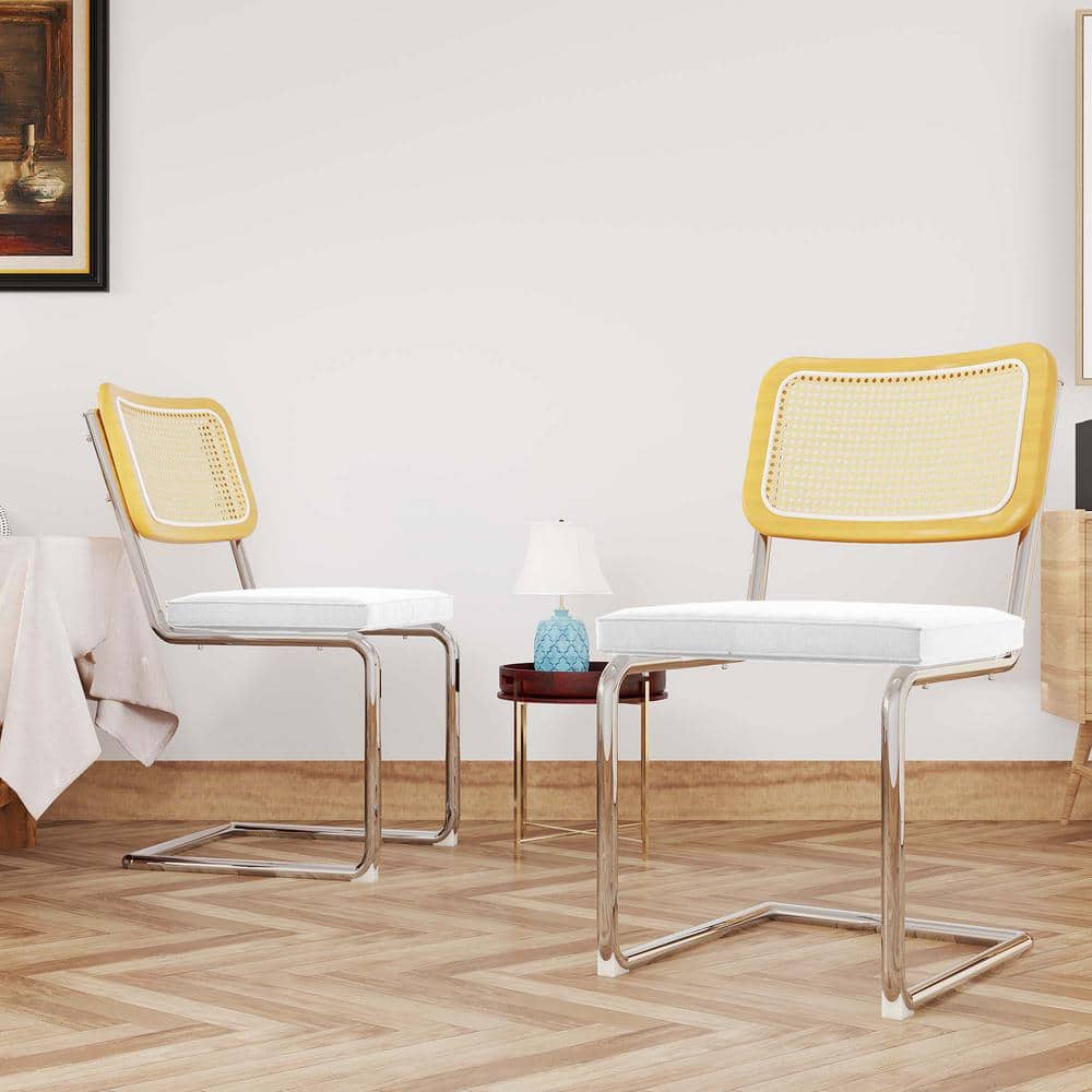 Zeus & Ruta Outdoor Metal Lounge Chair With White Cushion, Chrome Metal ...