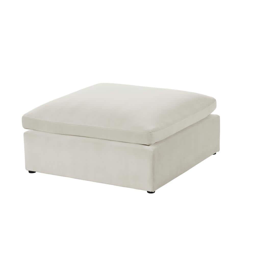 Best Master Furniture Remington Ivory Velvet Square Modular Ottoman ...
