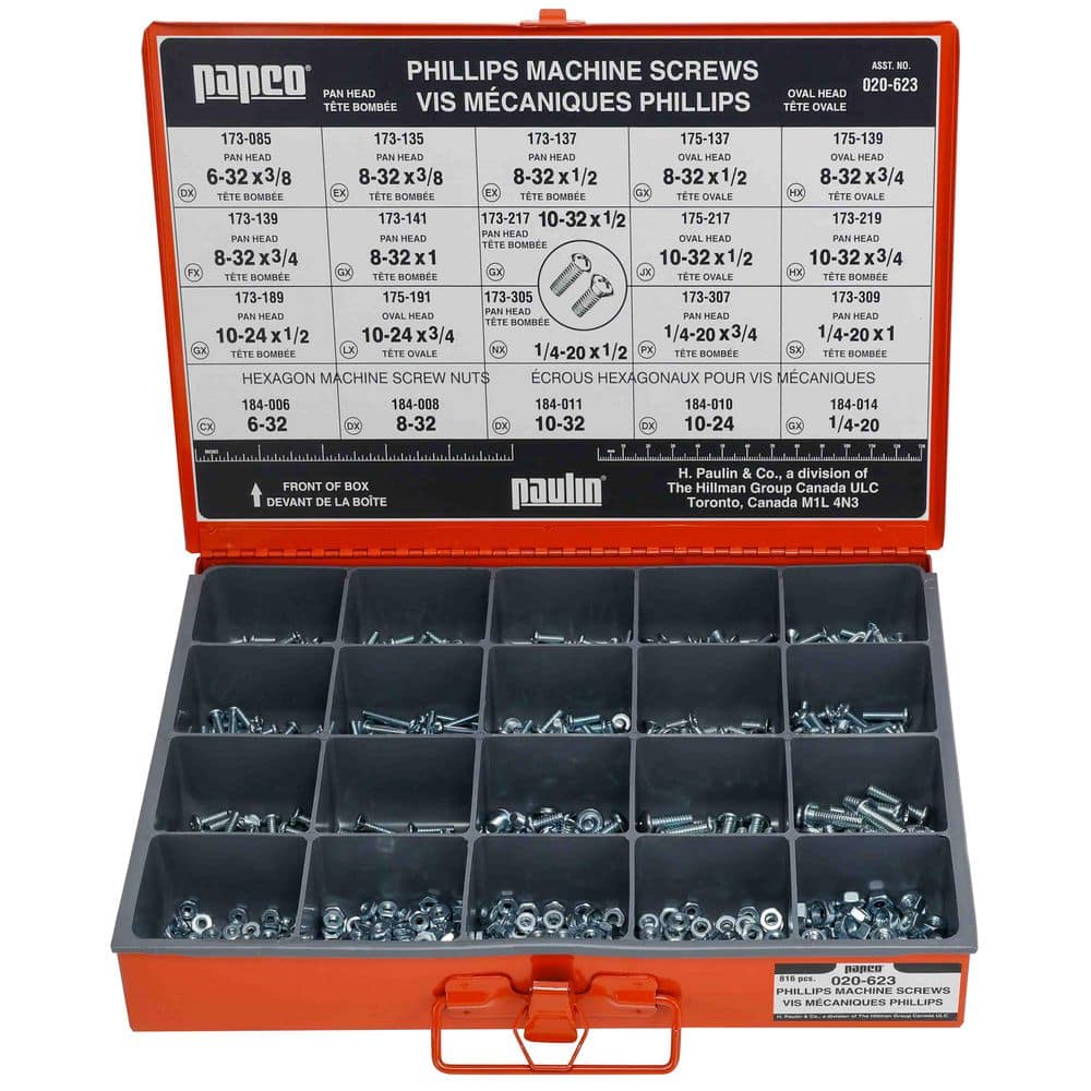 Steel Phillips Machine Screws Assorted Master Pro Kit (816-Pieces) 020-623 - The Home Depot