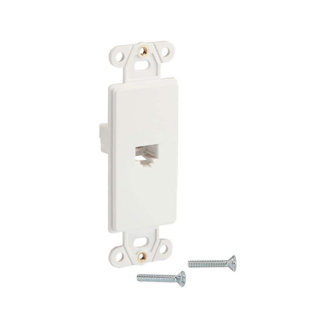 Commercial Electric 1-Gang Phone Jack Plastic Wall Plate Insert, White ...