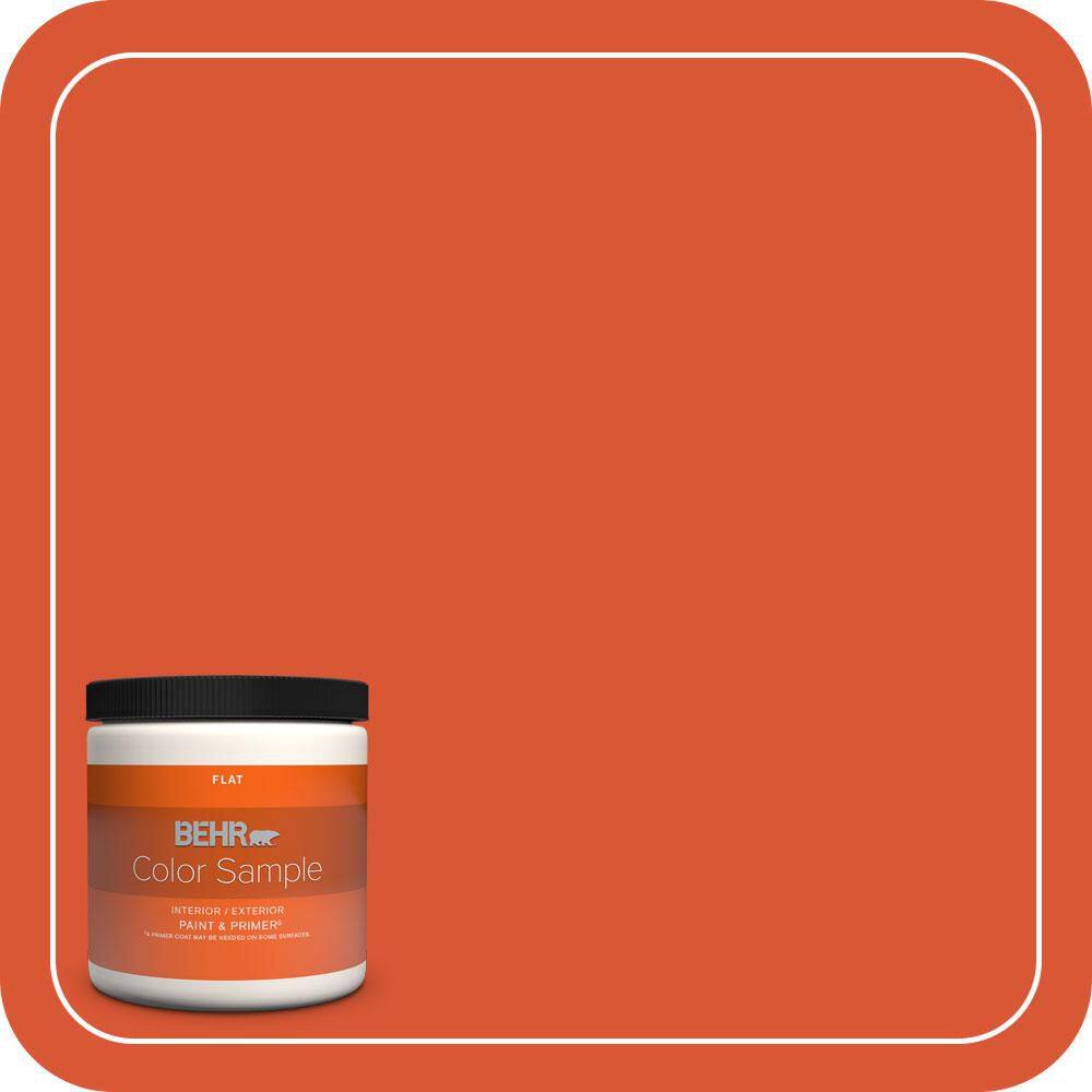 BEHR PREMIUM PLUS 8 oz. #P190-7 Inferno Flat Interior/Exterior Paint ...