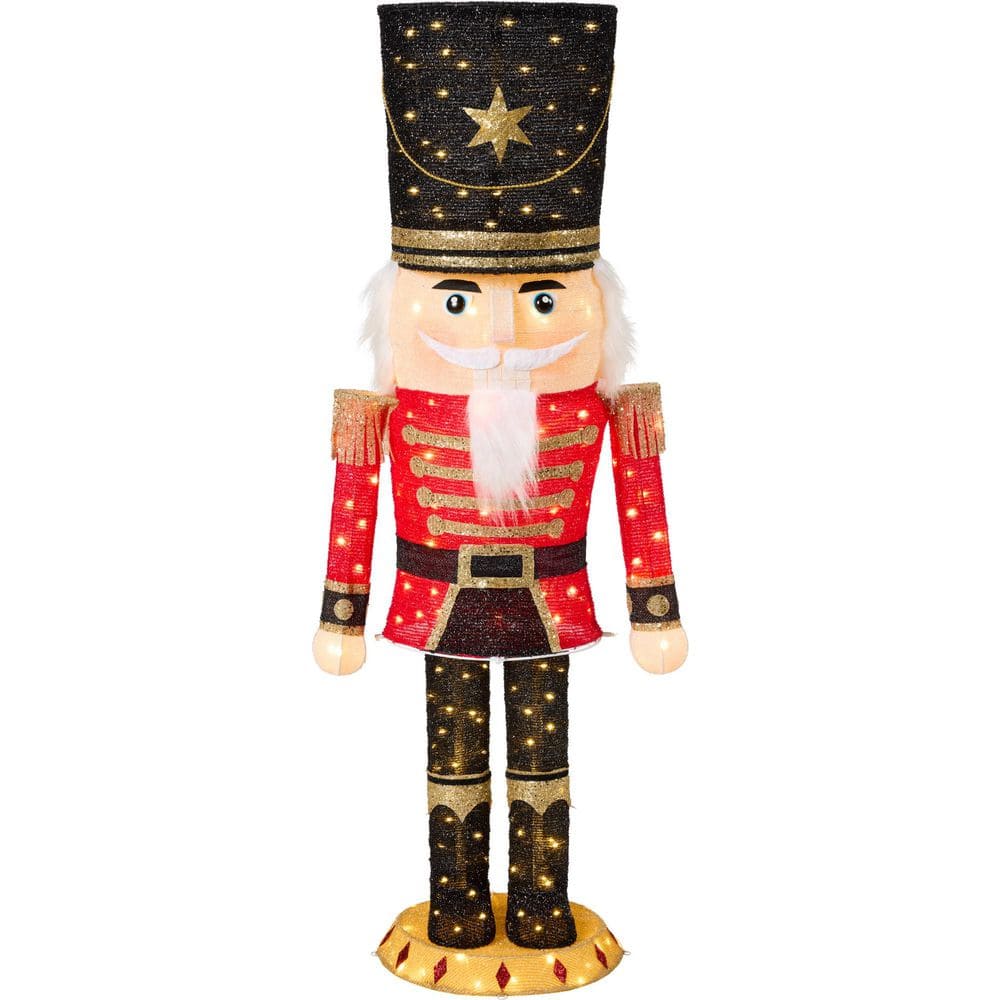 Best Choice Products 60 in. Red and Black LED 3D Outdoor Nutcracker ...