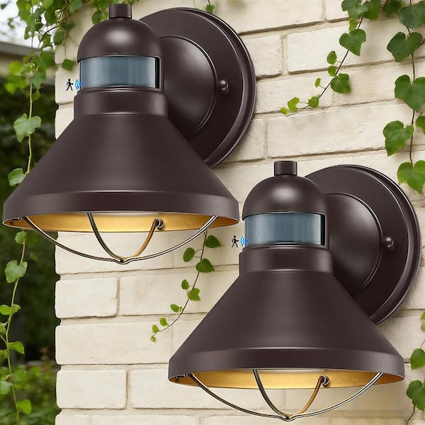Bronze Outdoor Coach Sconce-7.08 in. with Motion Sensor, Dusk to Dawn ...