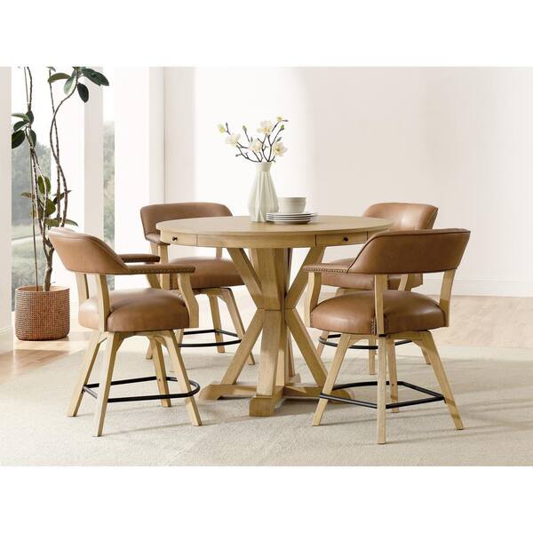 Steve Silver Rylie 5-Piece Natural Wood Counter Dining Set Seats 4 ...
