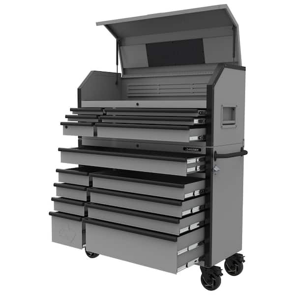 Husky Heavy-Duty 52 in. W 15-Drawer Matte Gray Steel Rolling Tool Chest ...