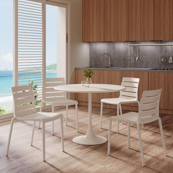 Jamesdar Rylan Stackable Plastic Chair for Indoors or Outdoors in Cement Gray Set of 2 JCHA130 2CG The Home Depot