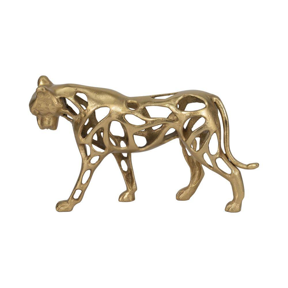 Liv & Skye Gold 14 in. x 8 in. Metal Lioness Figurine 18292 - The Home ...