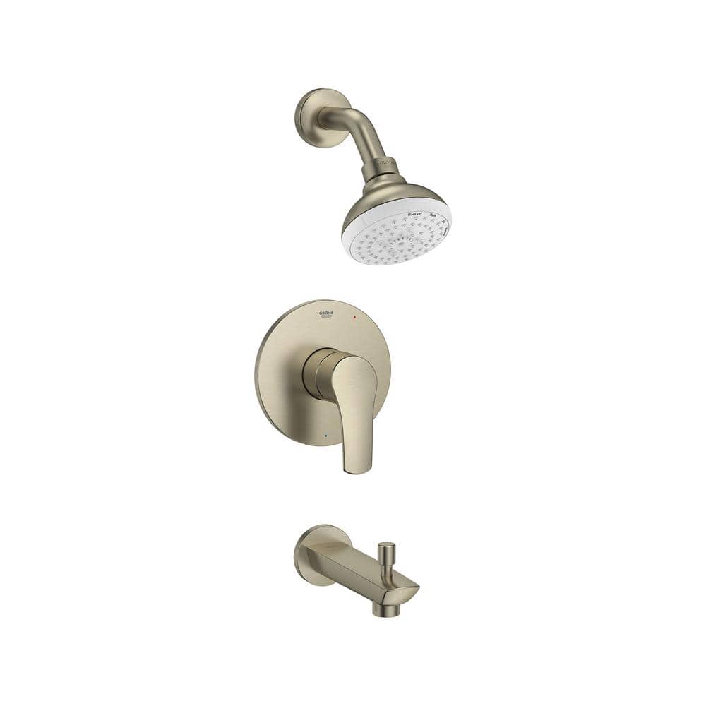 GROHE Eurosmart 1-Handle Wall Mount Tub and Shower Trim Kit in Brushed ...