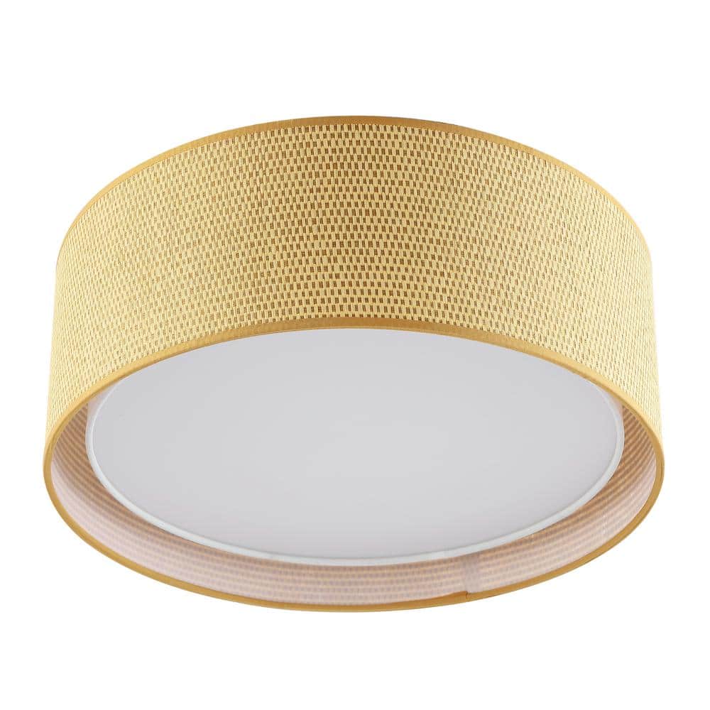 WINGBO 15.7 in. 3-Light Flaxen Drum Flush Mount, Flaxen Finish WBFM ...