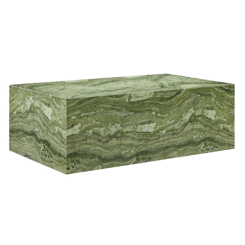 MODWAY Jordana 47 Inch Rectangle Concrete Coffee Table in Green Marble ...