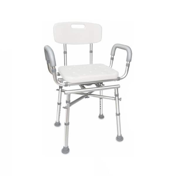 Anqtovp 16in W Freestanding Swivel Shower Chair with Removable Arms and ...