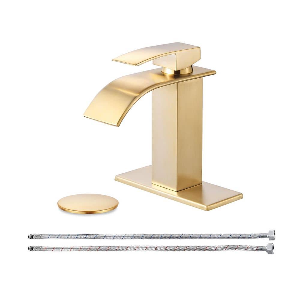 Heemli Arc Waterfall Single Handle Single Hole Bathroom Faucet with ...