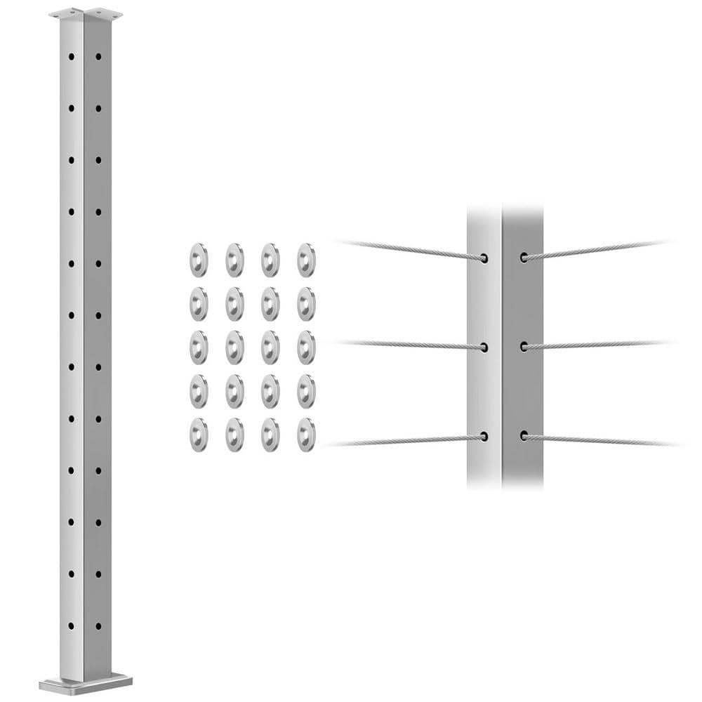 Afoxsos Stainless Steel 42 in. Cable Railing Corner Post with Cable ...