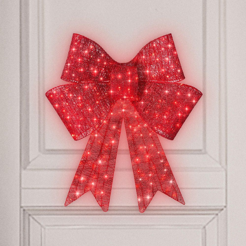 Best Choice Products 24 in. Pre-Lit XL Christmas Bow, Large Outdoor ...